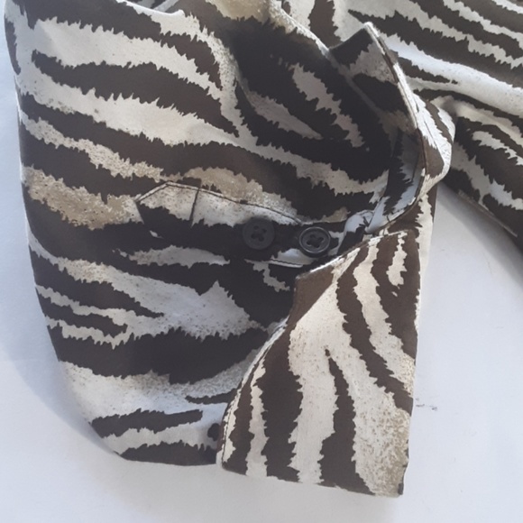 Kim Rogers | Tops | Kim Rogers Brown Zebra Print Collared Blo | Poshmark